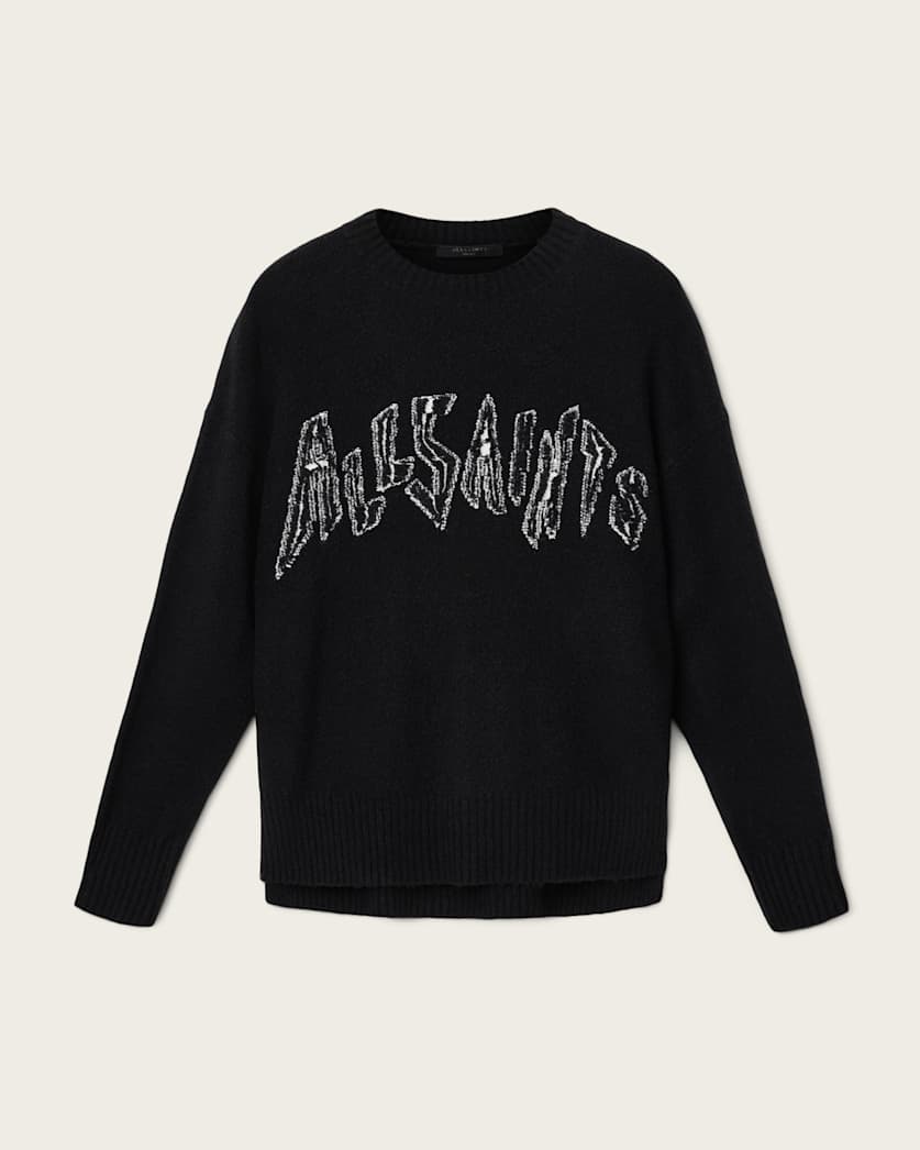 Zinc Jacquard Graphic Jumper BLACK/CHALK WHITE | ALLSAINTS
